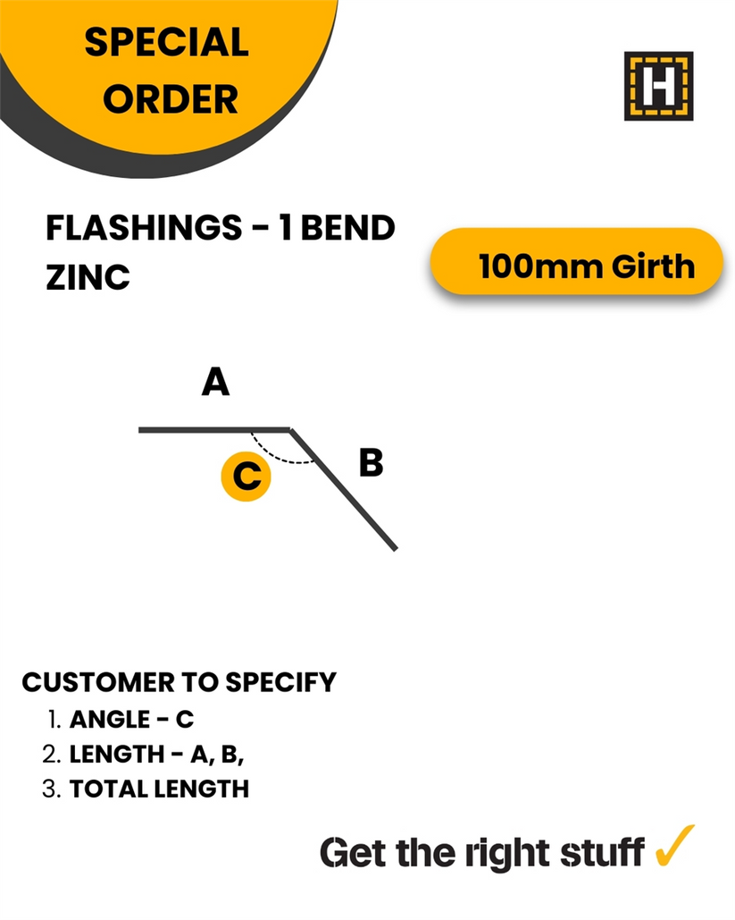 Zinc Flashing 100mm Girth 1 Bend Per M – Strathalbyn H Hardware